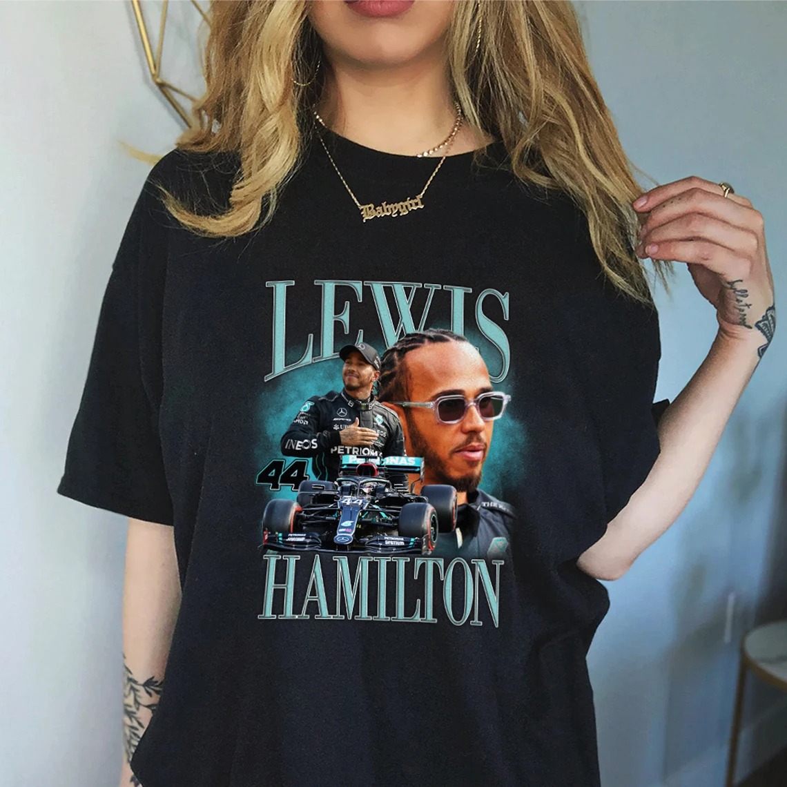 Lewis Hamilton Shirt - Formula 1 Racing Team Mercedes 90s Vi | Inspire ...