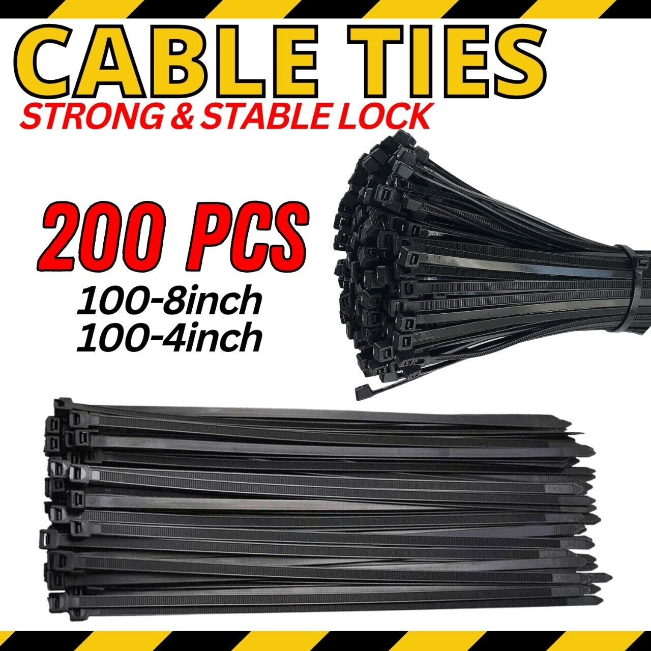 200PCS Cable Ties Zip Nylon Black Nylon Wire Wrap Tie UV Wea | Inspire ...