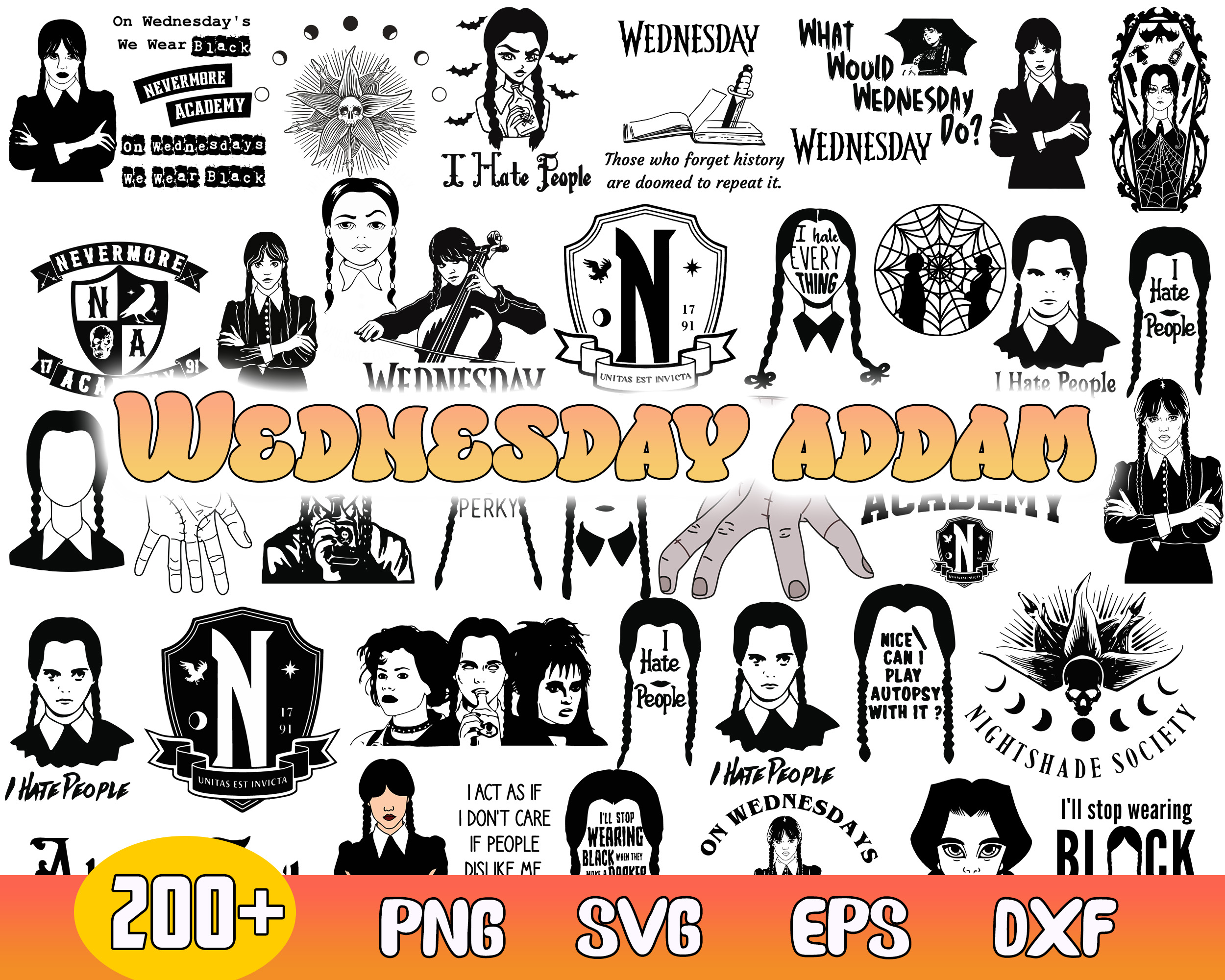 Wednesday Bundle Png, Wednesday Addams Png, Addams Family Pn - Inspire ...