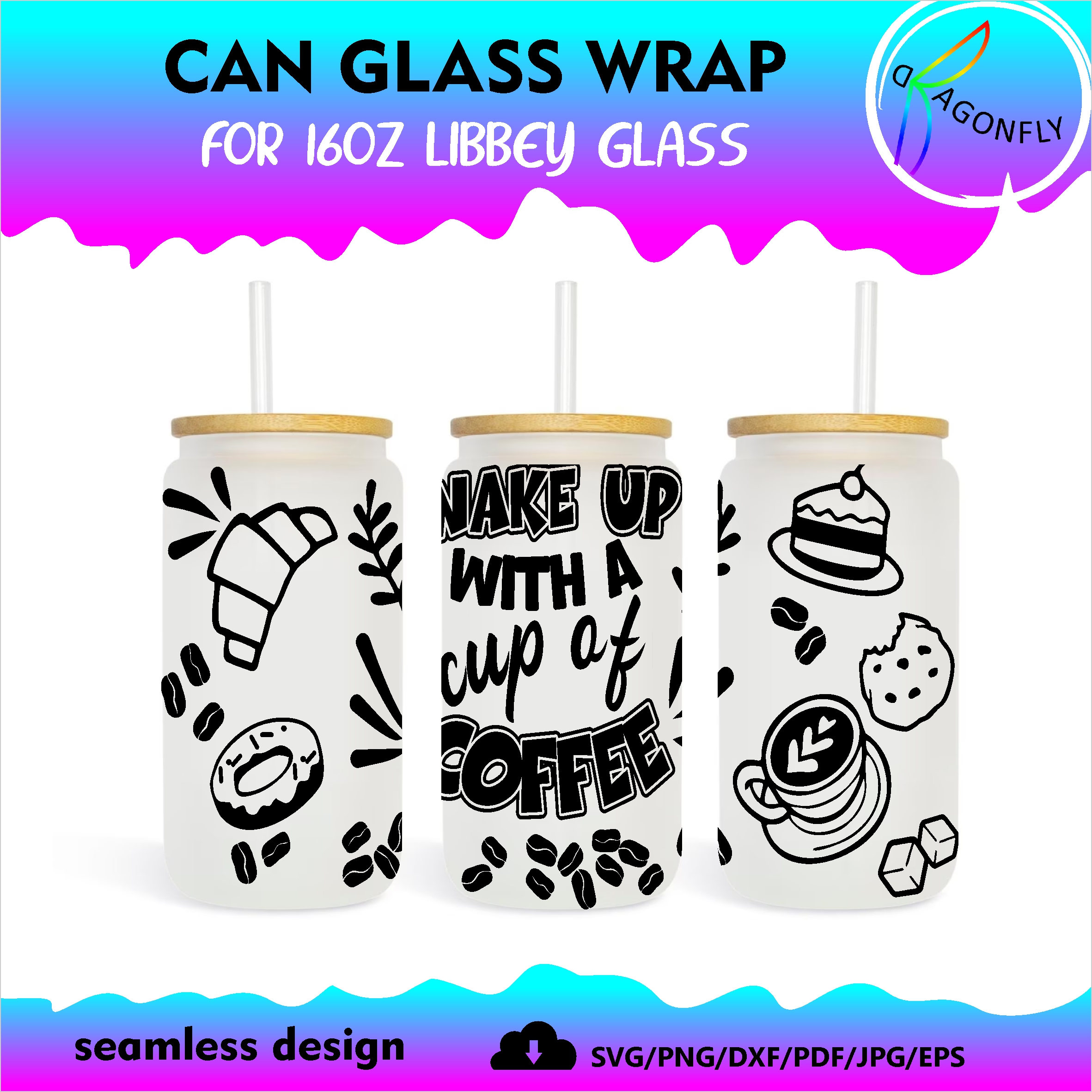 COFFEE CAN GLASS WRAP_FOR 16OZ LIBBEY CLASS Full Wrap | COF | Inspire ...