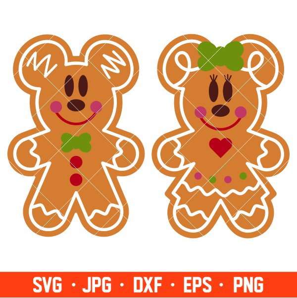 Layered Mickey & Minnie Gingerbread Svg, Christmas Svg, Disn - Inspire ...