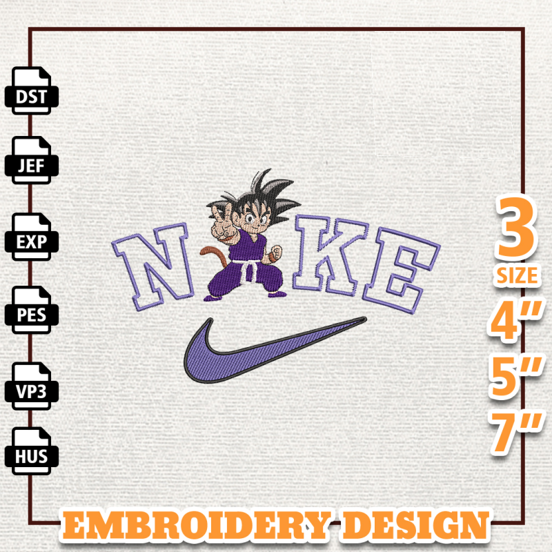 Goku Dragon Ball Nike Embroidery Design - Inspire Uplift