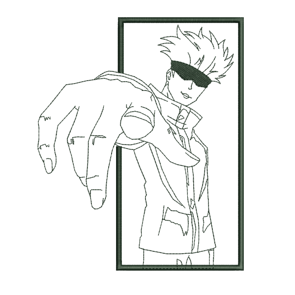 Gojo LineArt Funny Embroidery Design Anime Cartoon Machine E | Inspire ...