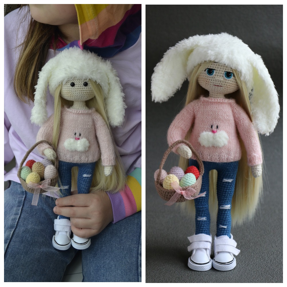 Easter bunny doll Patteer amigurumi, knit bunny clothes Eng | Inspire ...