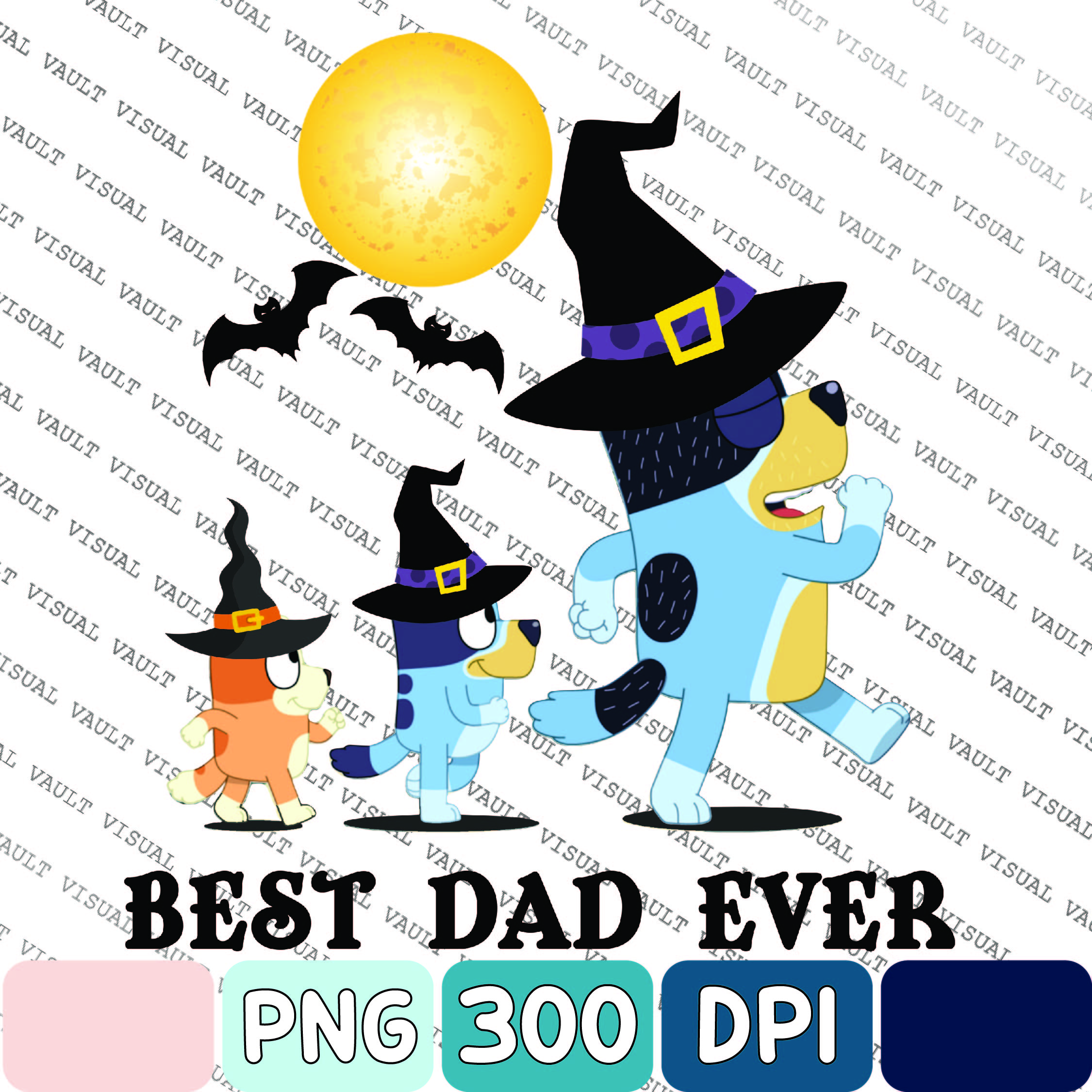 Blue Dog Best Dad Ever Png, Halloween Family Matching Png, H | Inspire ...