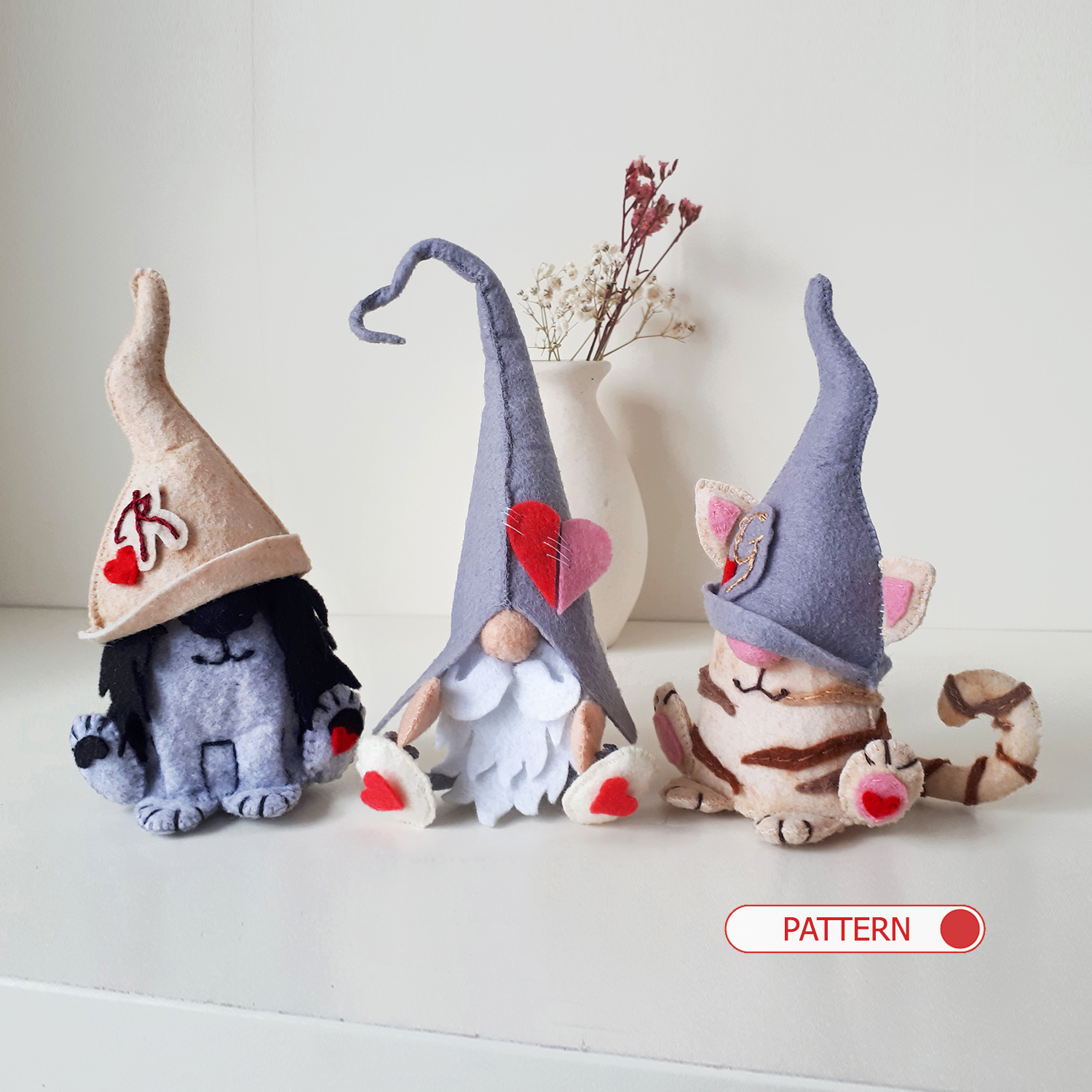 Gnome ornaments sewing pattern from felt or plush tiered tra | Inspire ...