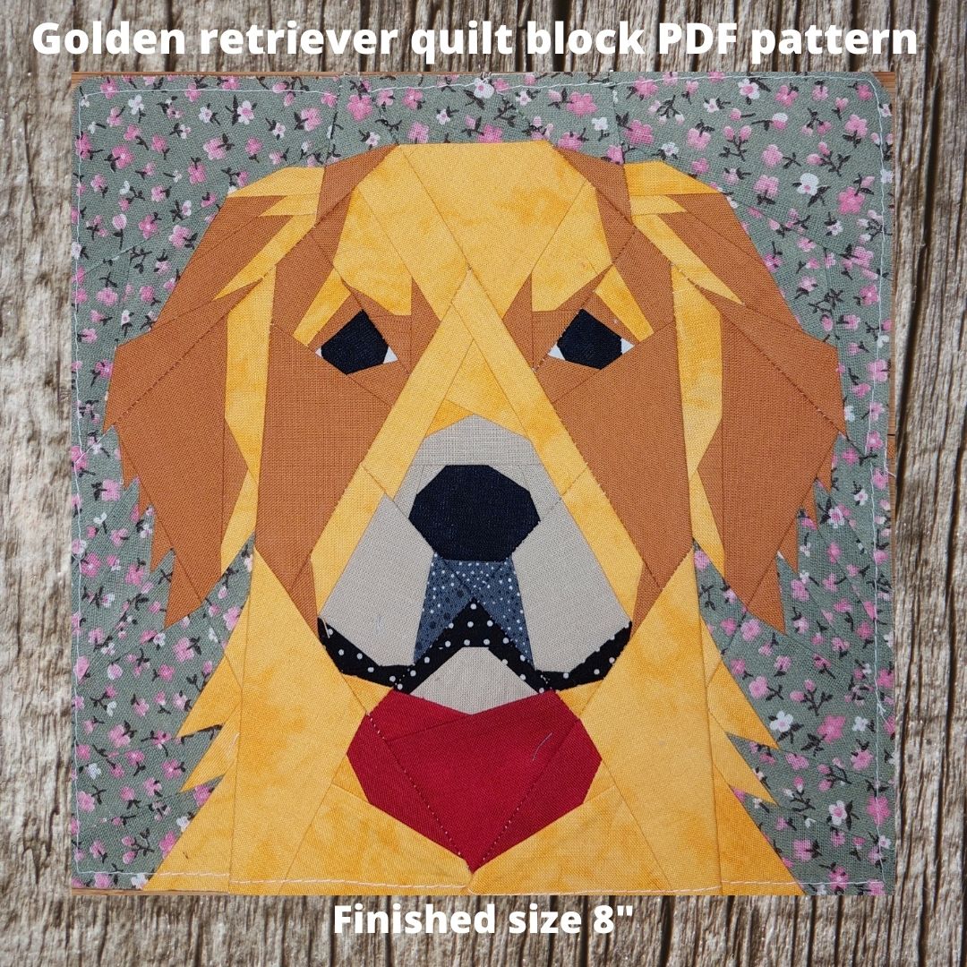 Golden retriever quilt block PDF Pattern 5 versions Paper Pi | Inspire ...