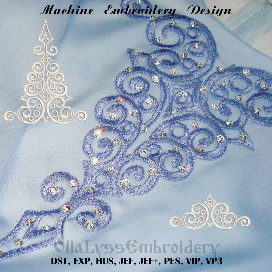 Winter ornate swirls embroidery designs - Inspire Uplift