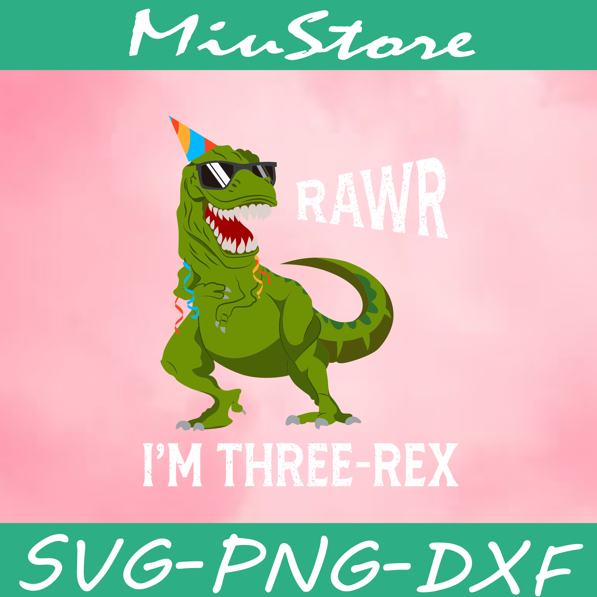 Dinosaur Three Rex Birthday Svg, 3rd Birthday Svg,png,dxf,cr | Inspire ...