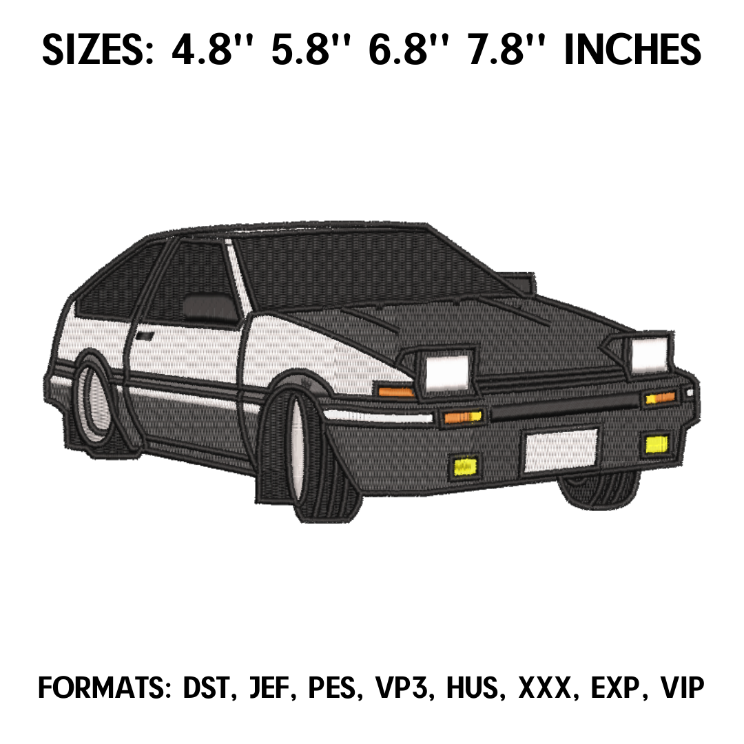 Toyota Sprinter Trueno AE86 Embroidery Design File, Machine | Inspire ...