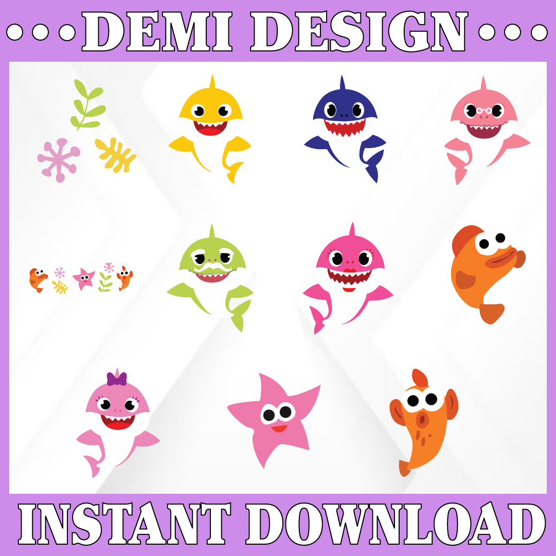 6 Family Sharks Character with Friends SVG,Png,Shark's frien - Inspire ...