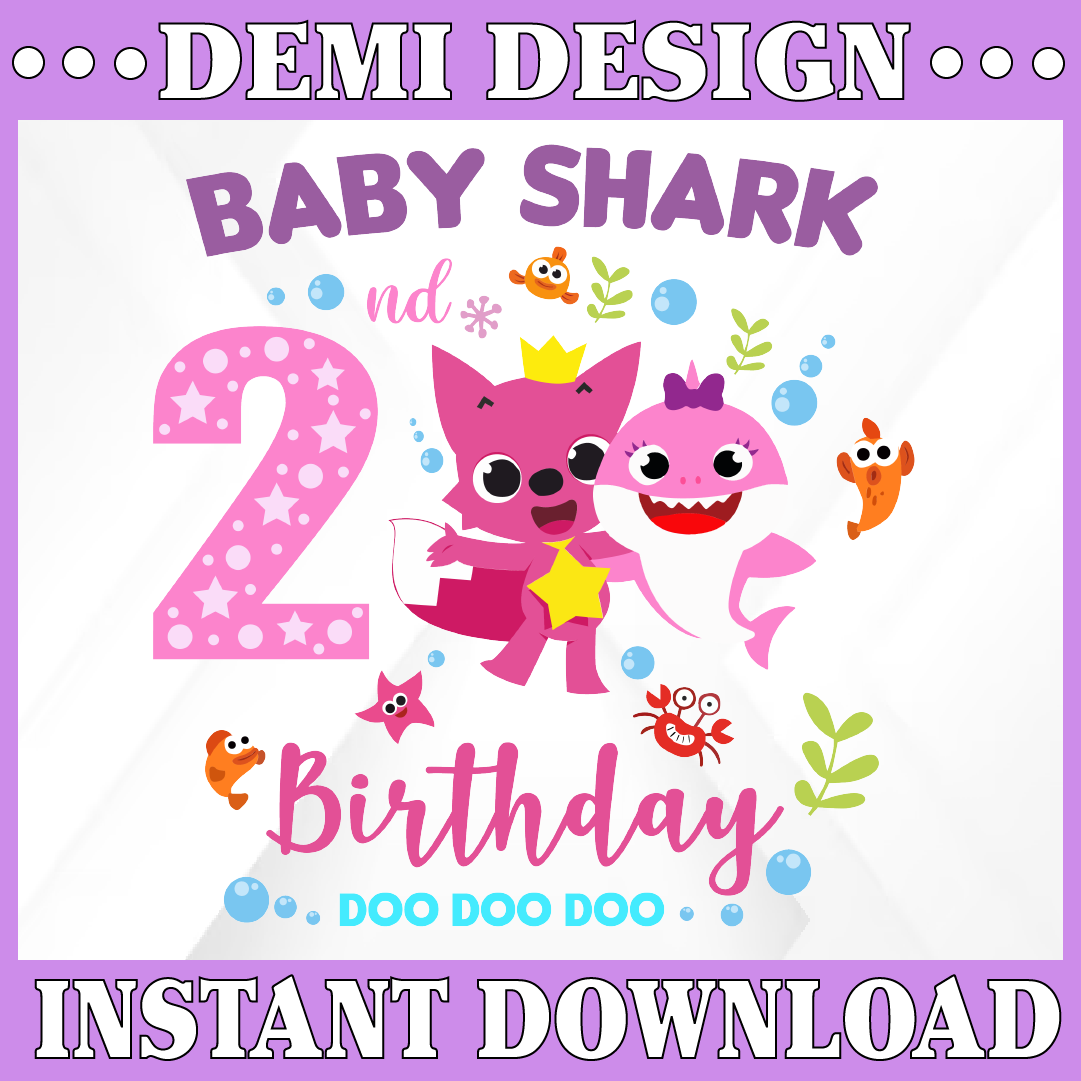 Shark 2nd Birthday Svg, Girl Birthday Shark Svg Dxf Eps, Gir | Inspire ...