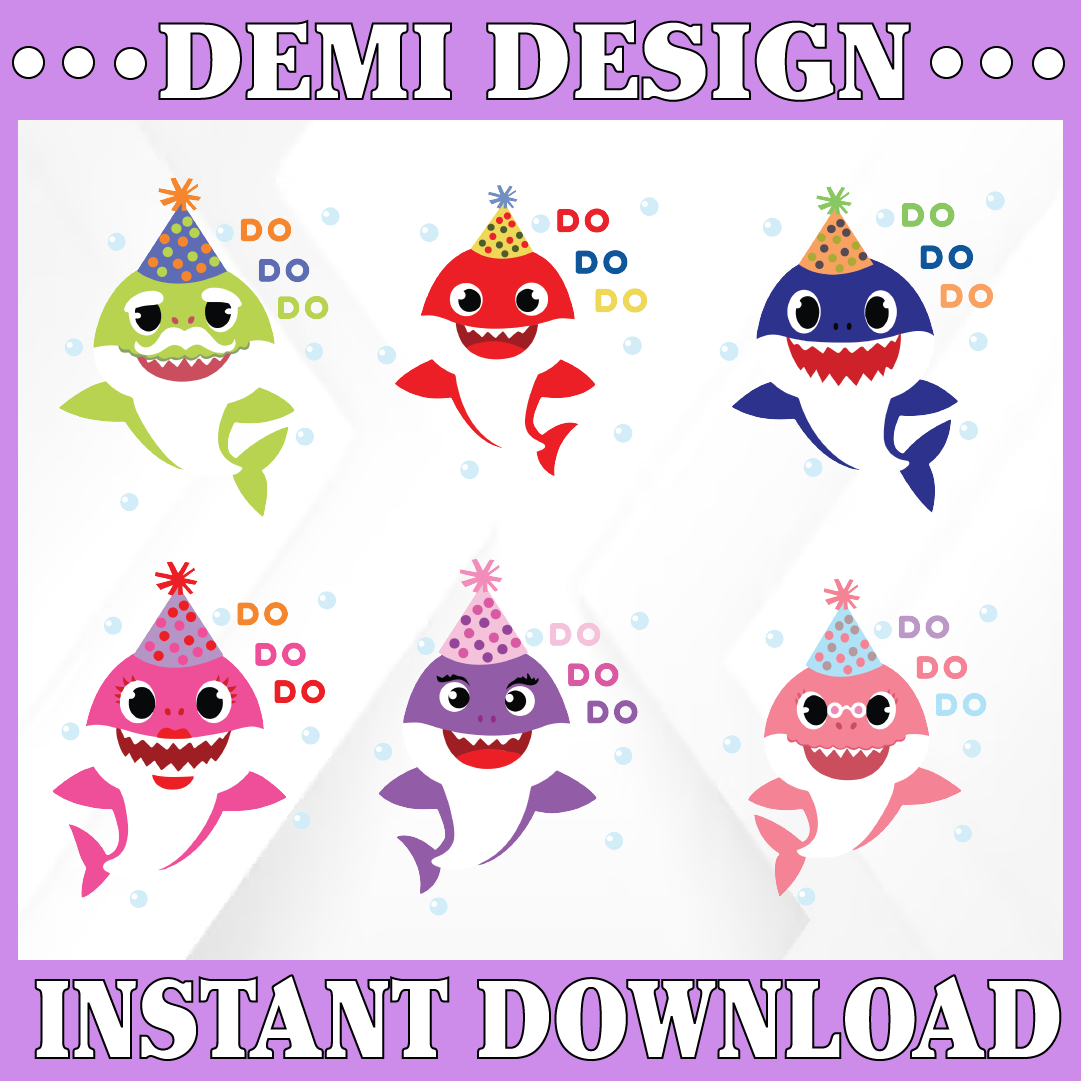 Baby Shark Family doo doo doo SVG Vector EPS, Silhouette DXF | Inspire ...