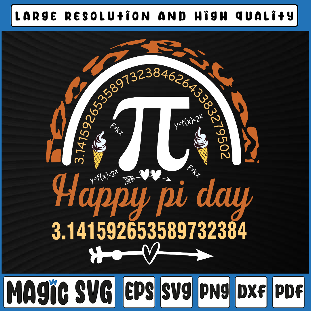 Rainbow Happy Pi Day Svg, Spiral Pi Math, Pi Day 314 Svg png | Inspire ...