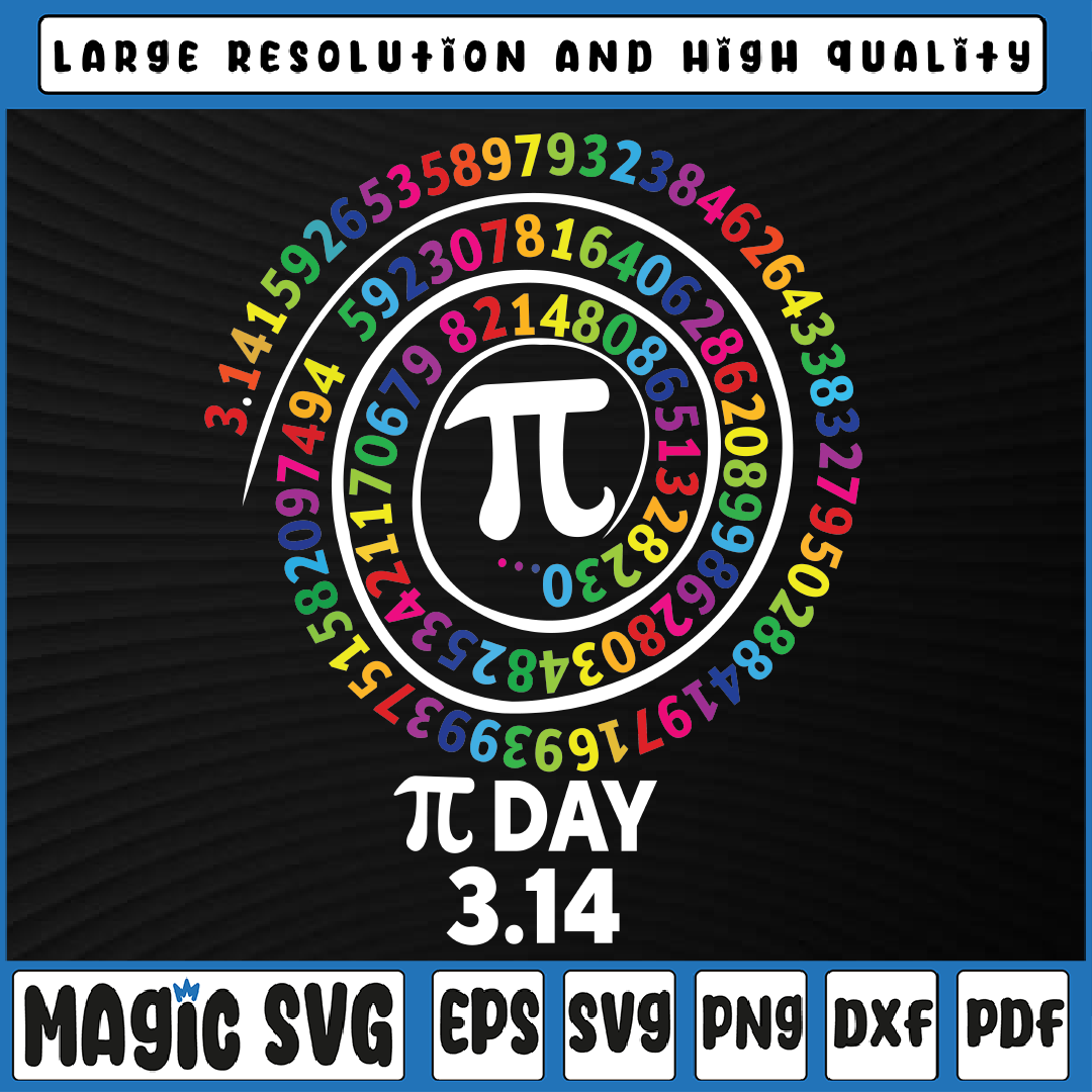 Pi Day Spiral Color Svg, Numbers 3.14 svg png, Happy Pi Day | Inspire ...