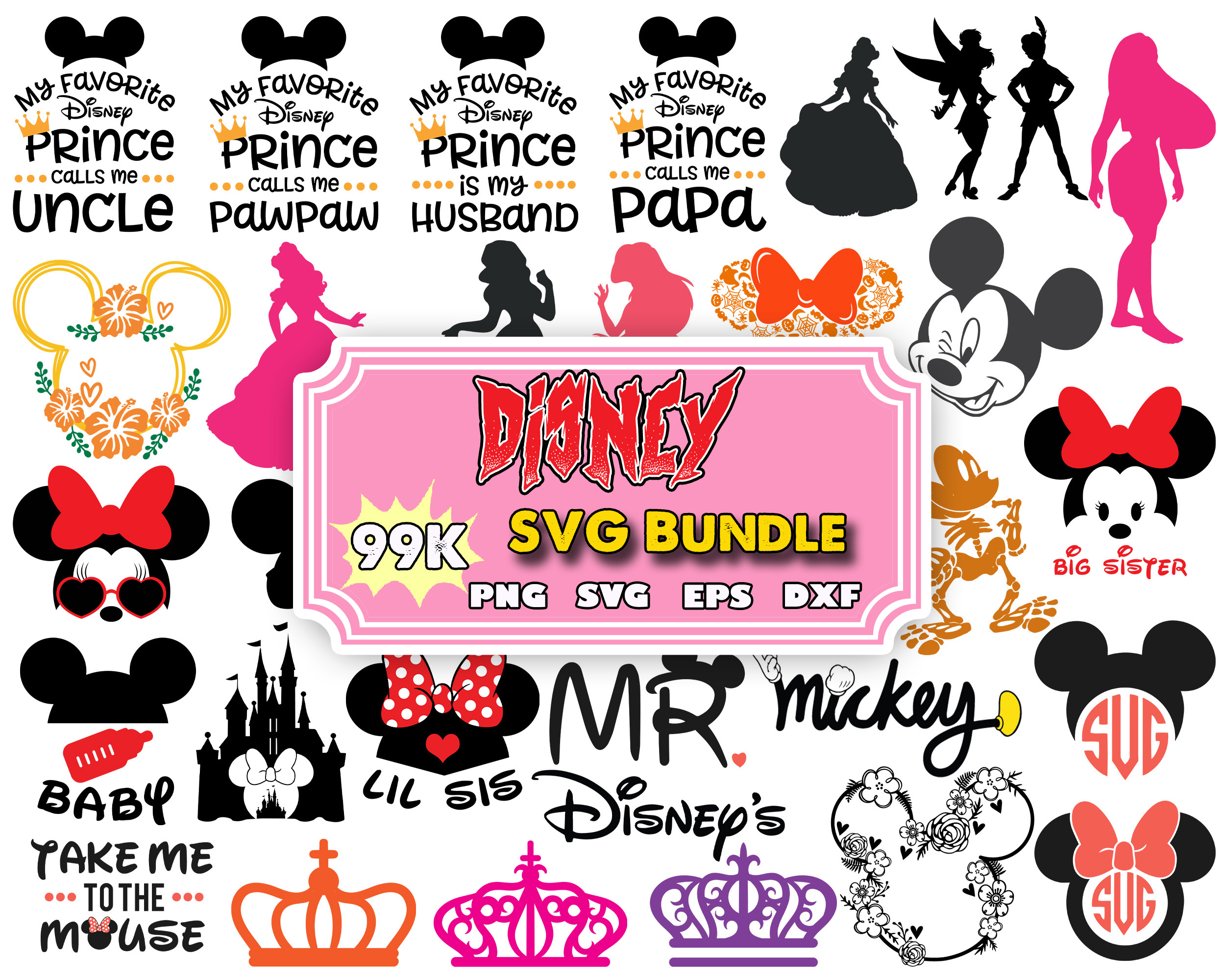 99k Disney Bundle Svg Png, Cricut Mickey Bundle, Disney SVG, | Inspire ...