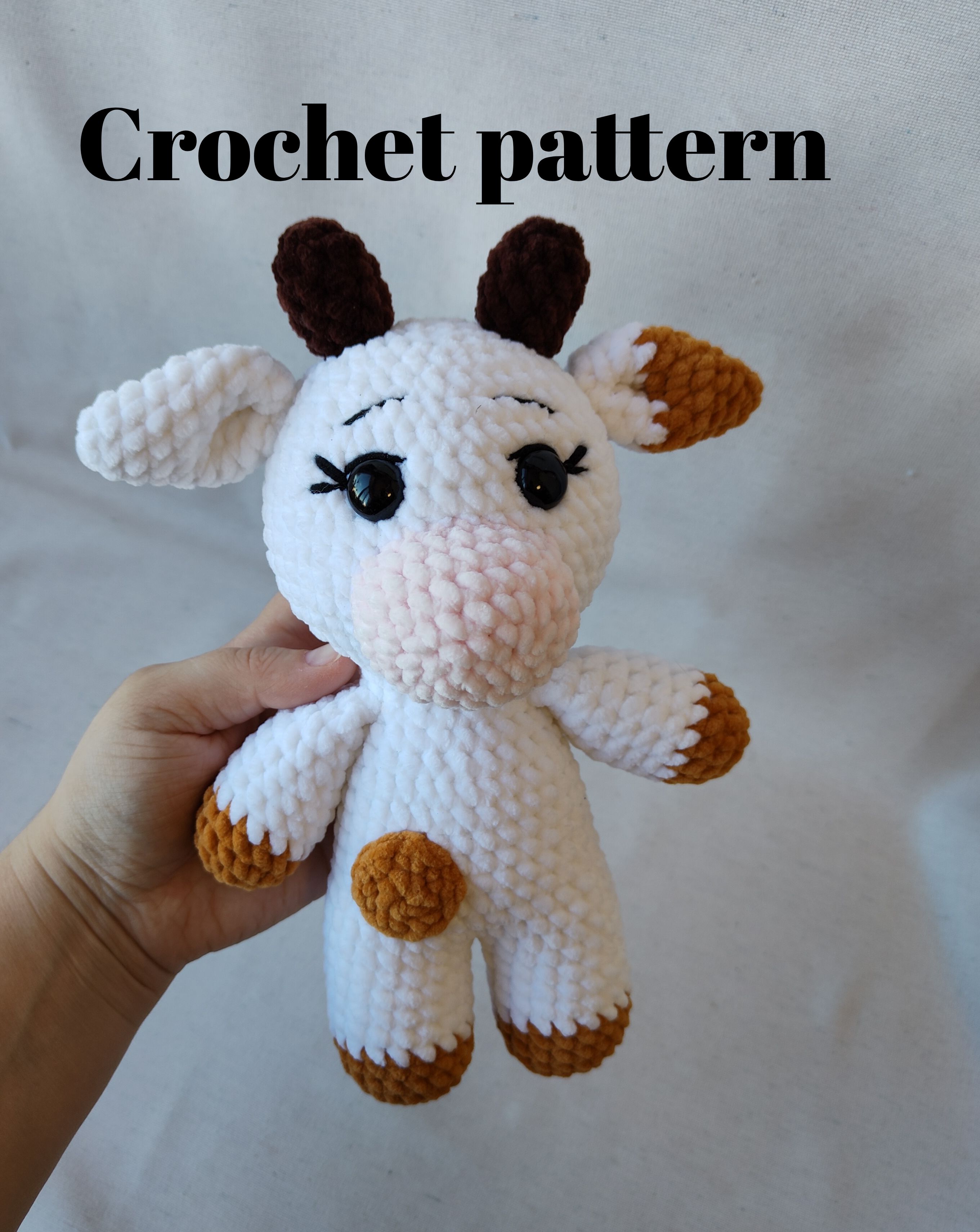 Crochet Cow plush pattern pdf, chunky cow plushies | Inspire Uplift