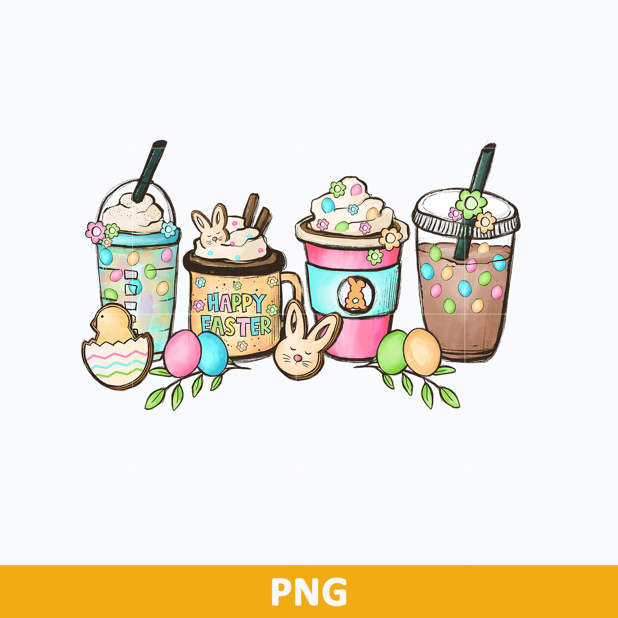 Easter Coffee Cups Png, Easter Bunny Coffee Png, Happy Easte - Inspire ...