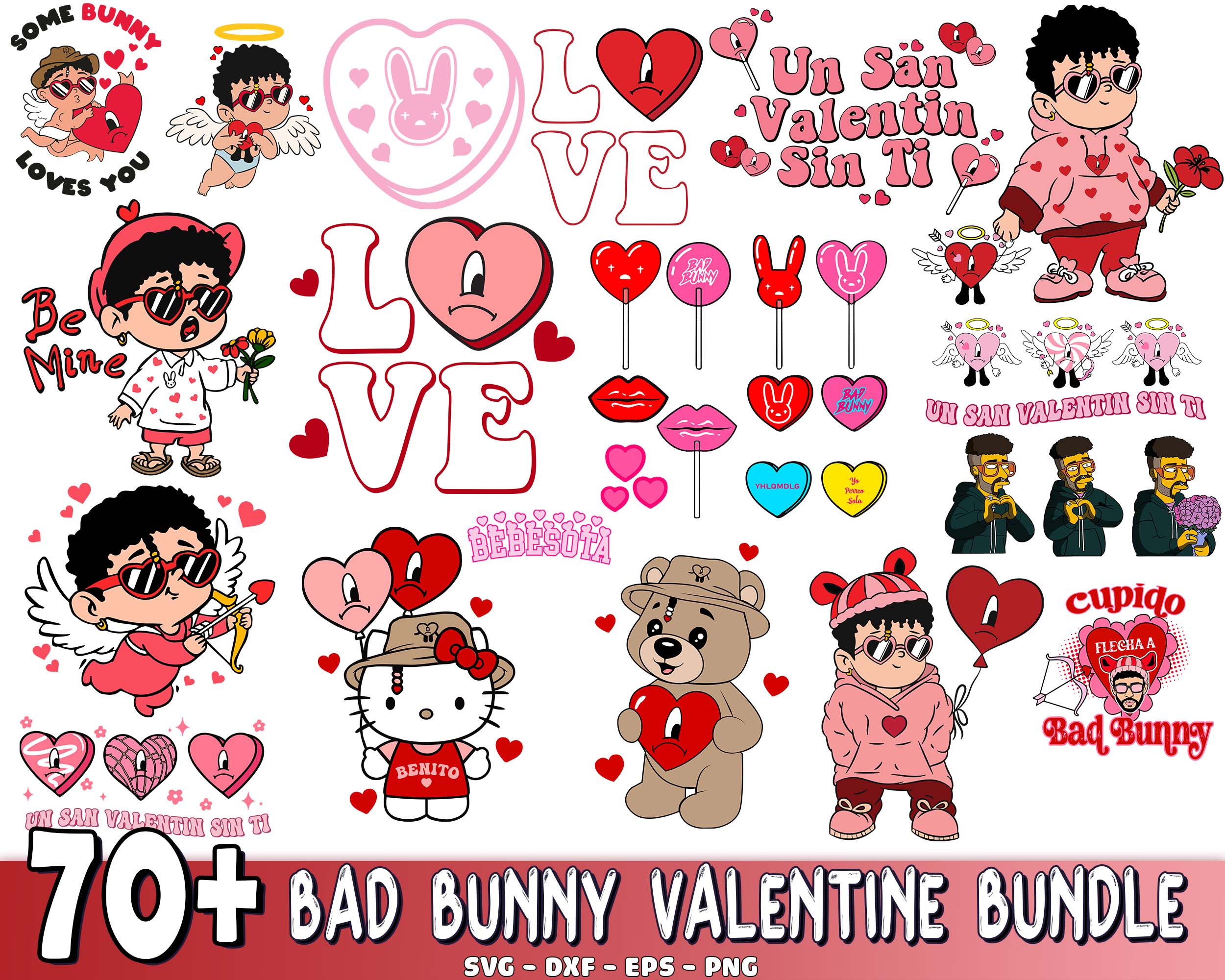 70 file Bad Bunny Valentine svg eps dxf png, Bad Bunny Valen - Inspire ...