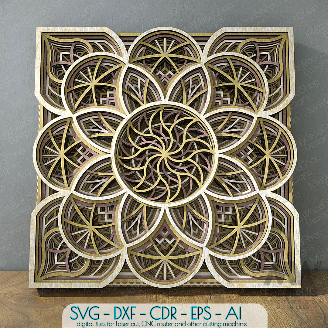 Laser cut Mandala svg dxf, Multi layer Mandala file, Glowfor | Inspire ...