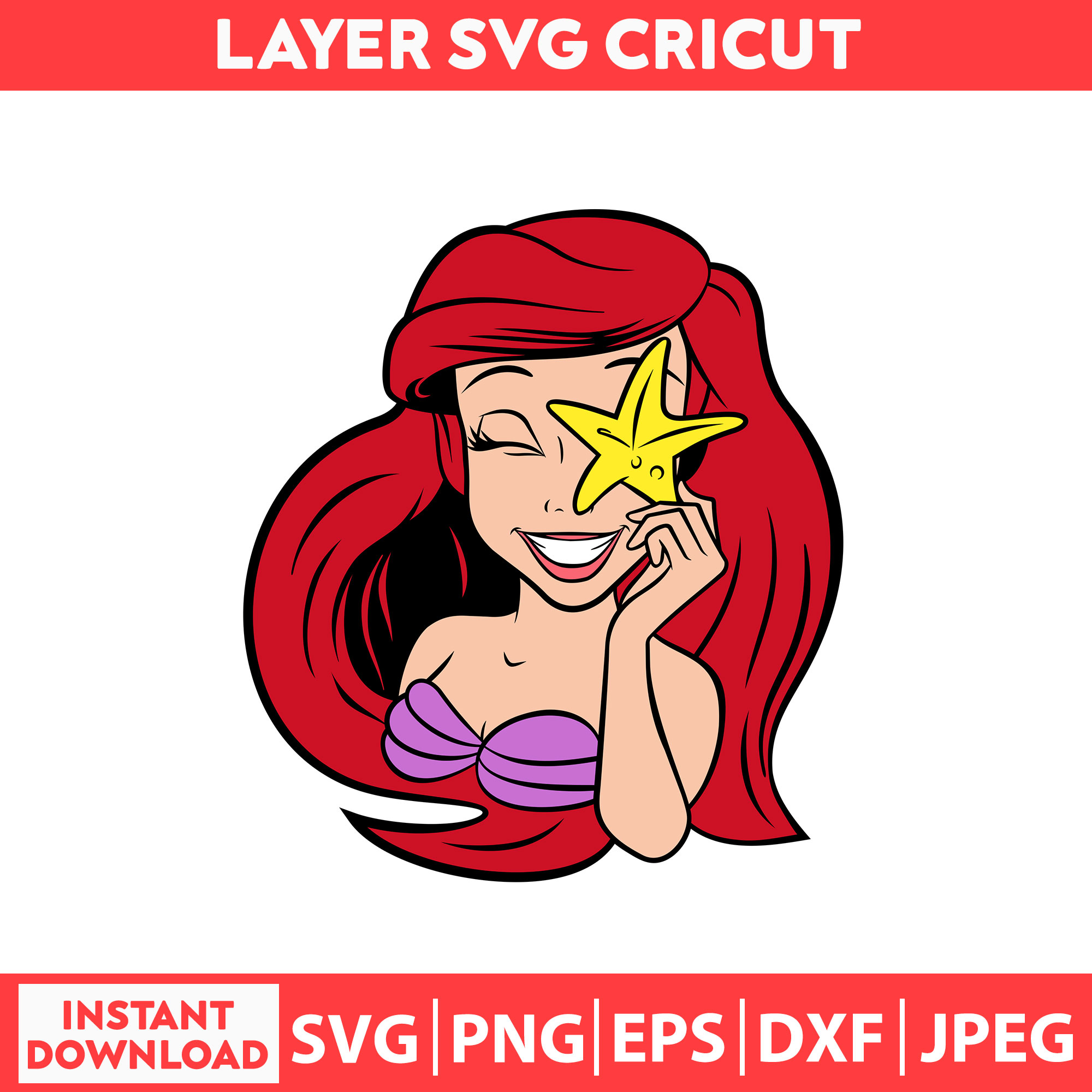 Ariel with the Starfish Svg, Little Mermaid Svg, Disney Svg, - Inspire ...