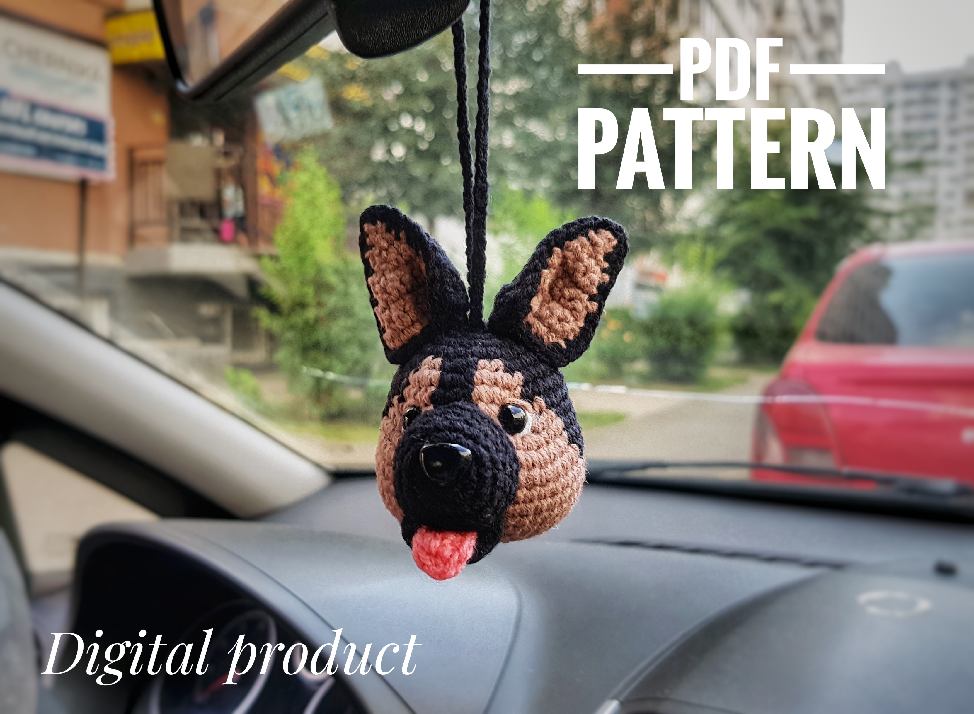 Crochet keychain Pattern, cute car accessories dog German Sh | Inspire ...
