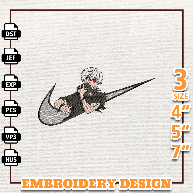 Nike Kaneki Embroidery Design Digital Download Files | Inspire Uplift