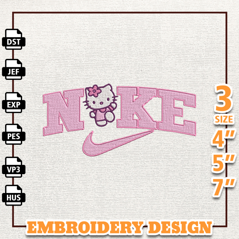 Nike Hello Kitty Embroidery Design Digital Download Files | Inspire Uplift