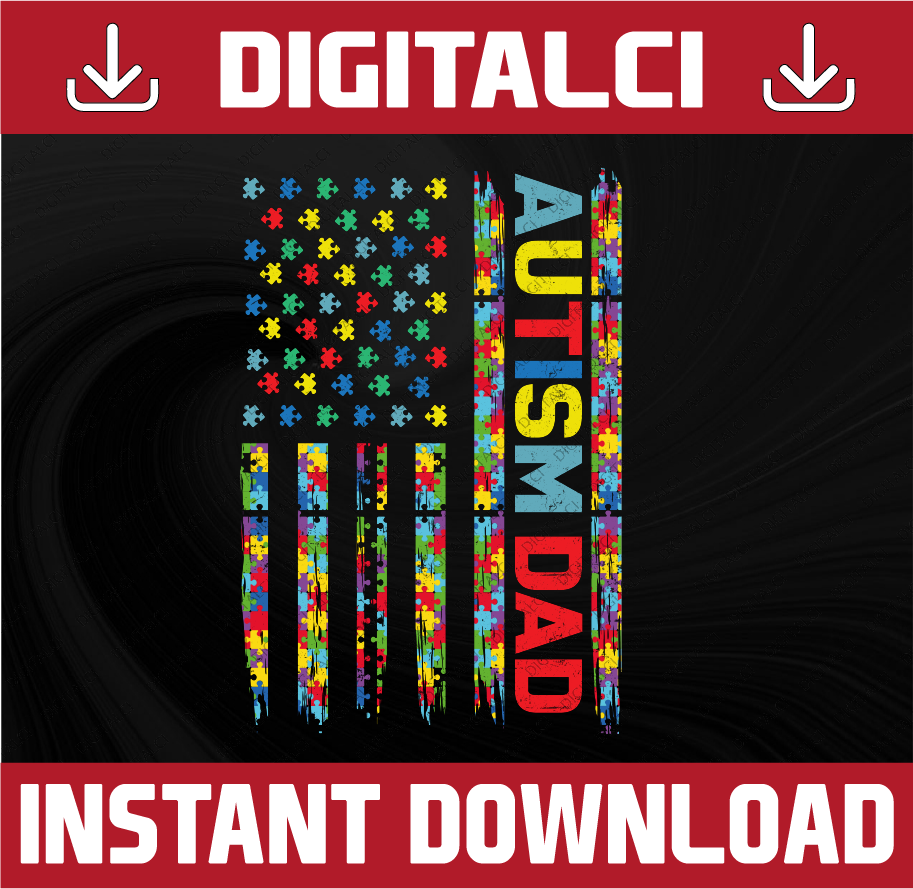 Autism Dad Distressed American Flag Png | Autism Awareness D | Inspire ...