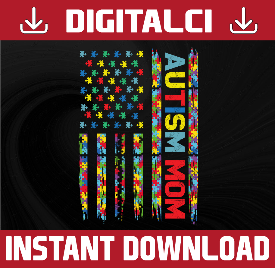 Autism Mom Distressed American Flag Png | Autism Awareness D | Inspire ...