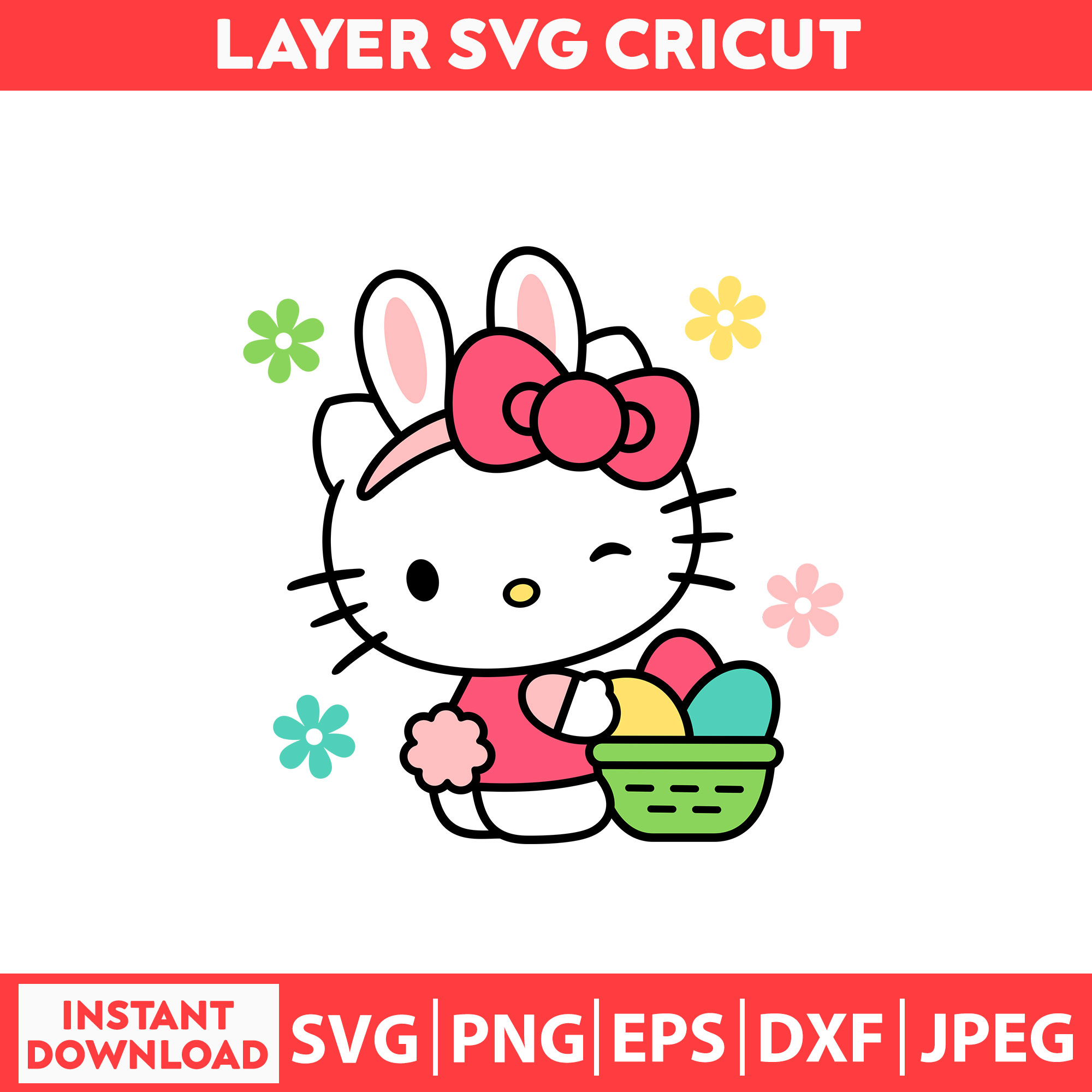 Hello Kitty Easter Svg, Easter Bunny Svg, Happy Easter Svg, | Inspire ...