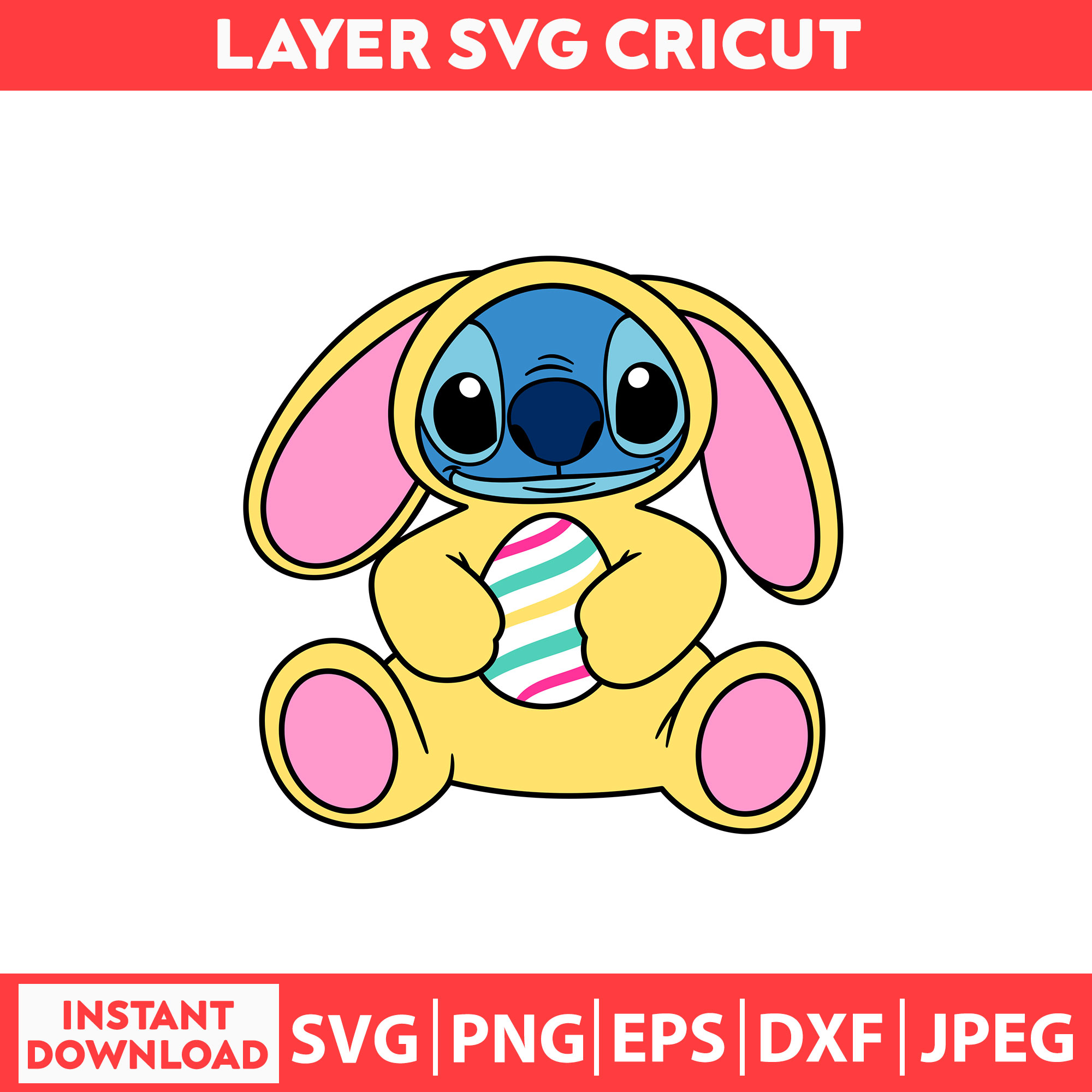 Stitch Easter Bunny Svg, Easter Bunny Svg, Happy Easter Svg, | Inspire ...