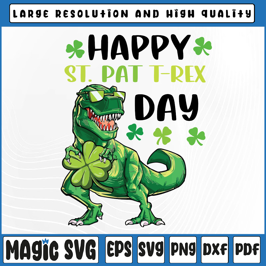 Happy St Patricks Day Dinosaur Trex Lucky PNG Saint Patrick | Inspire Uplift