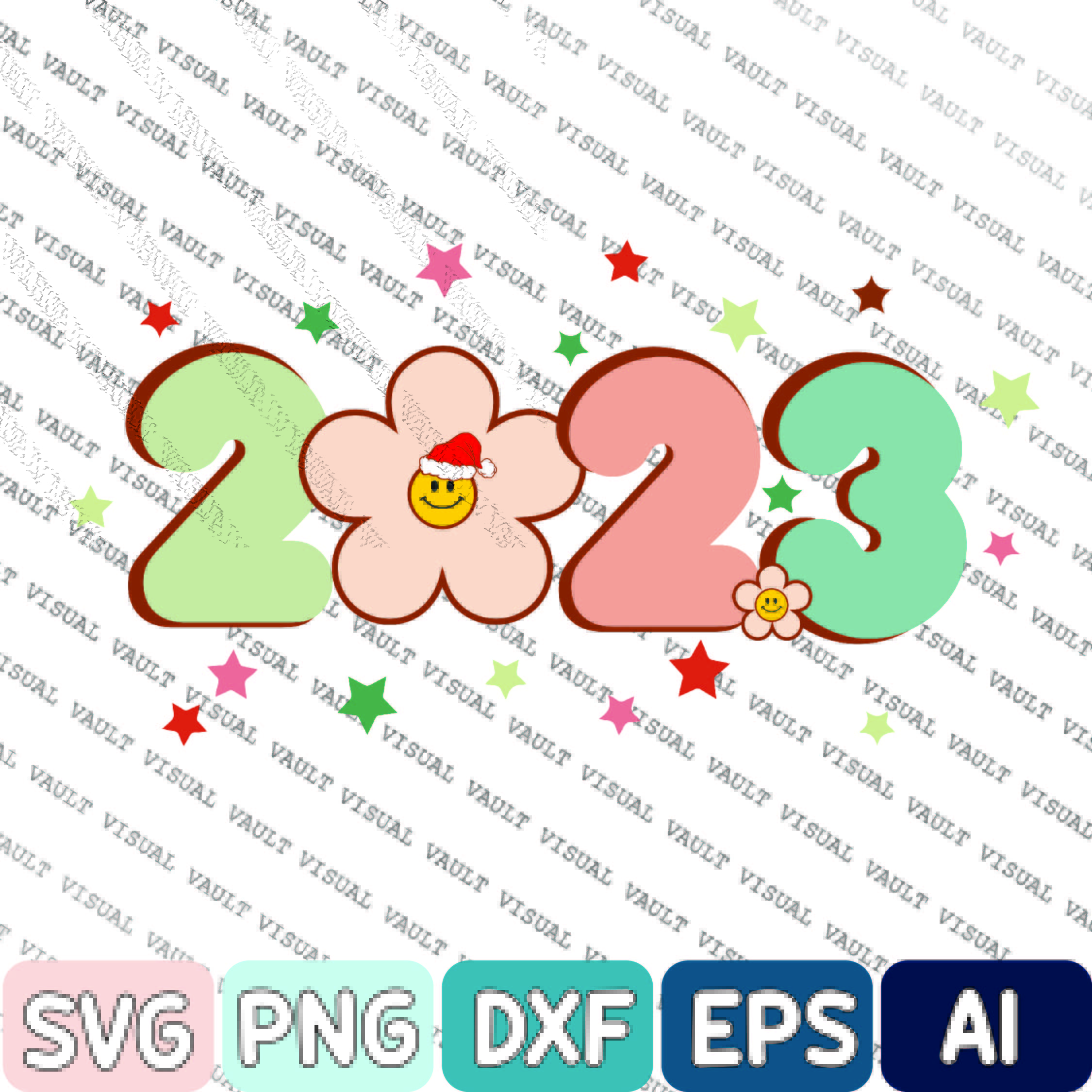 Retro 2023 Svg, Floral New Year Svg, Smile Face 2023 Svg, Ch | Inspire ...