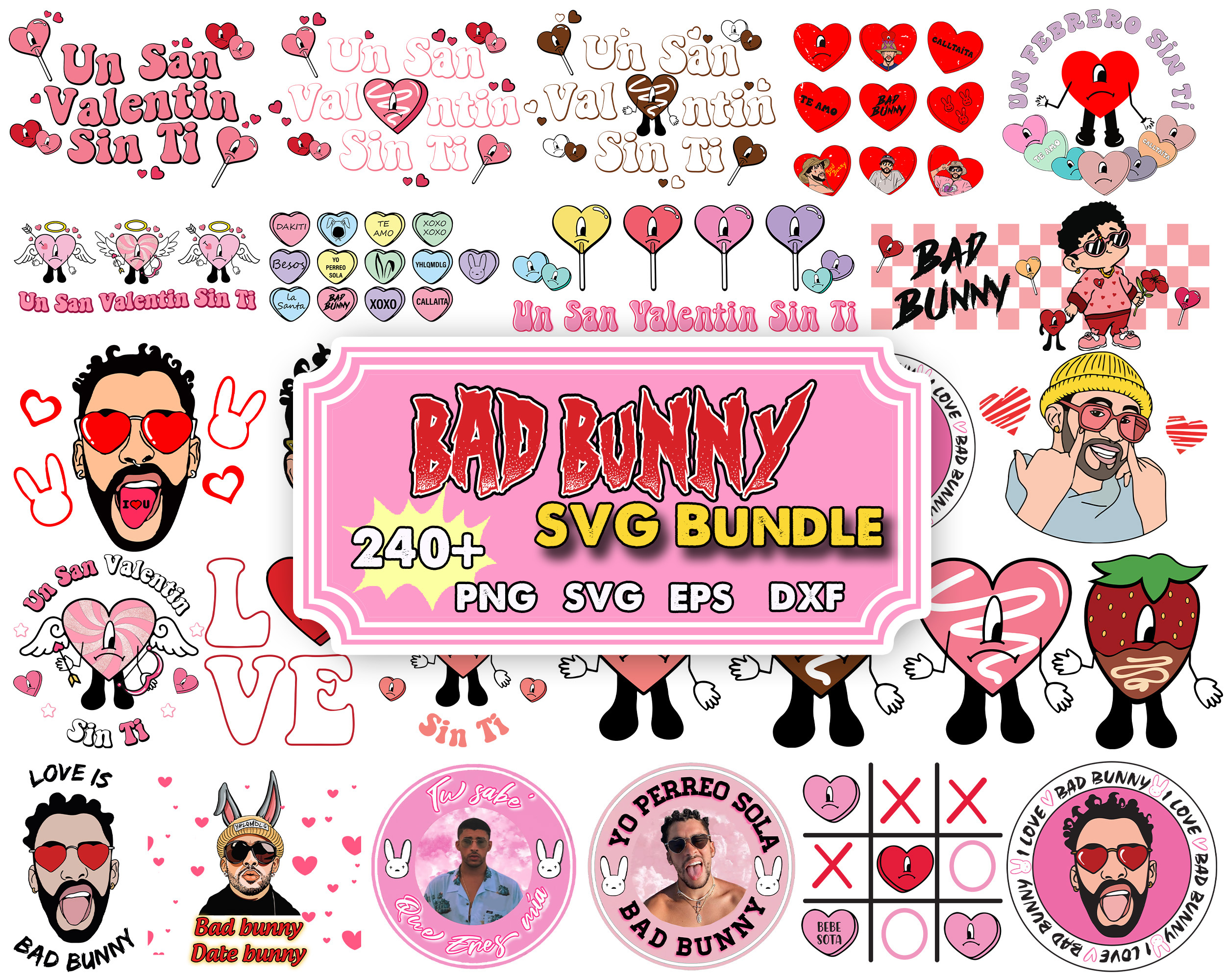 240 Valentine Bad Bunny Svg Png, Bad Bunny Valentines Png, U | Inspire ...