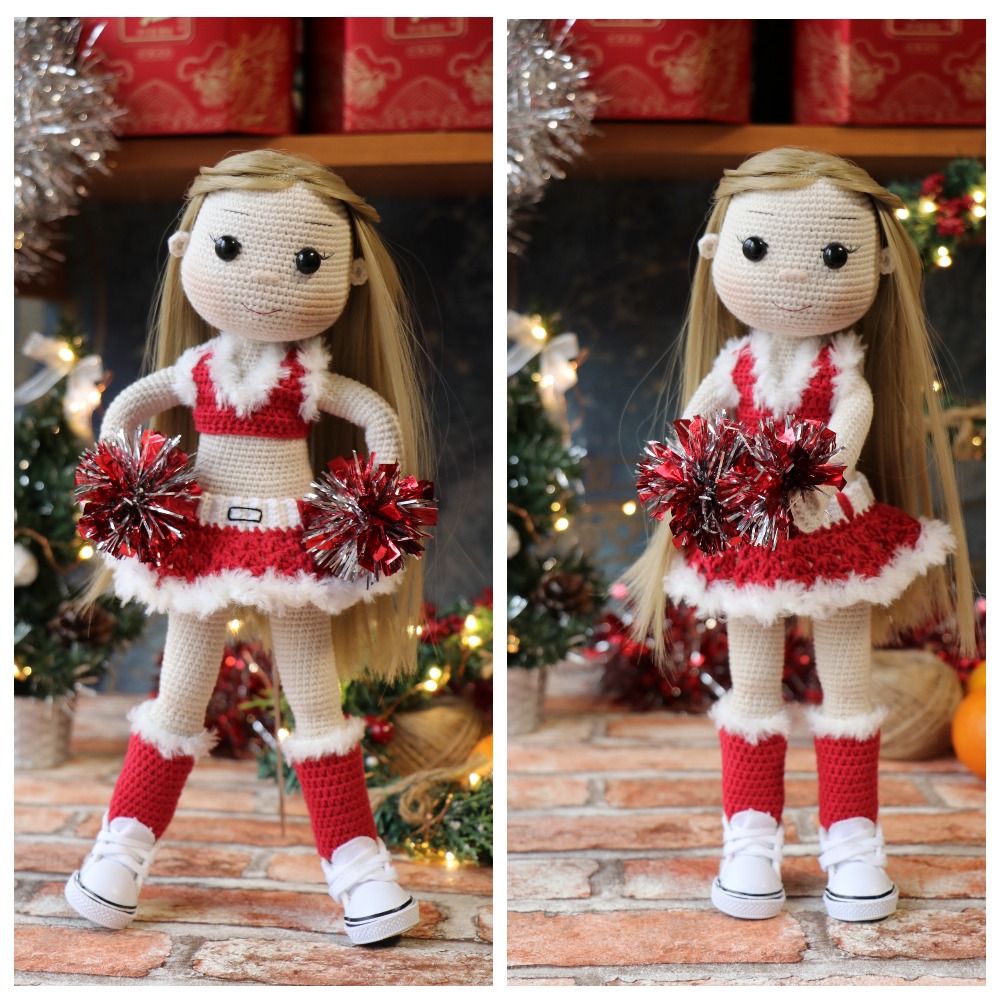 Cheerleader girl crochet pattern amigurumi doll Eng PDF | Inspire Uplift