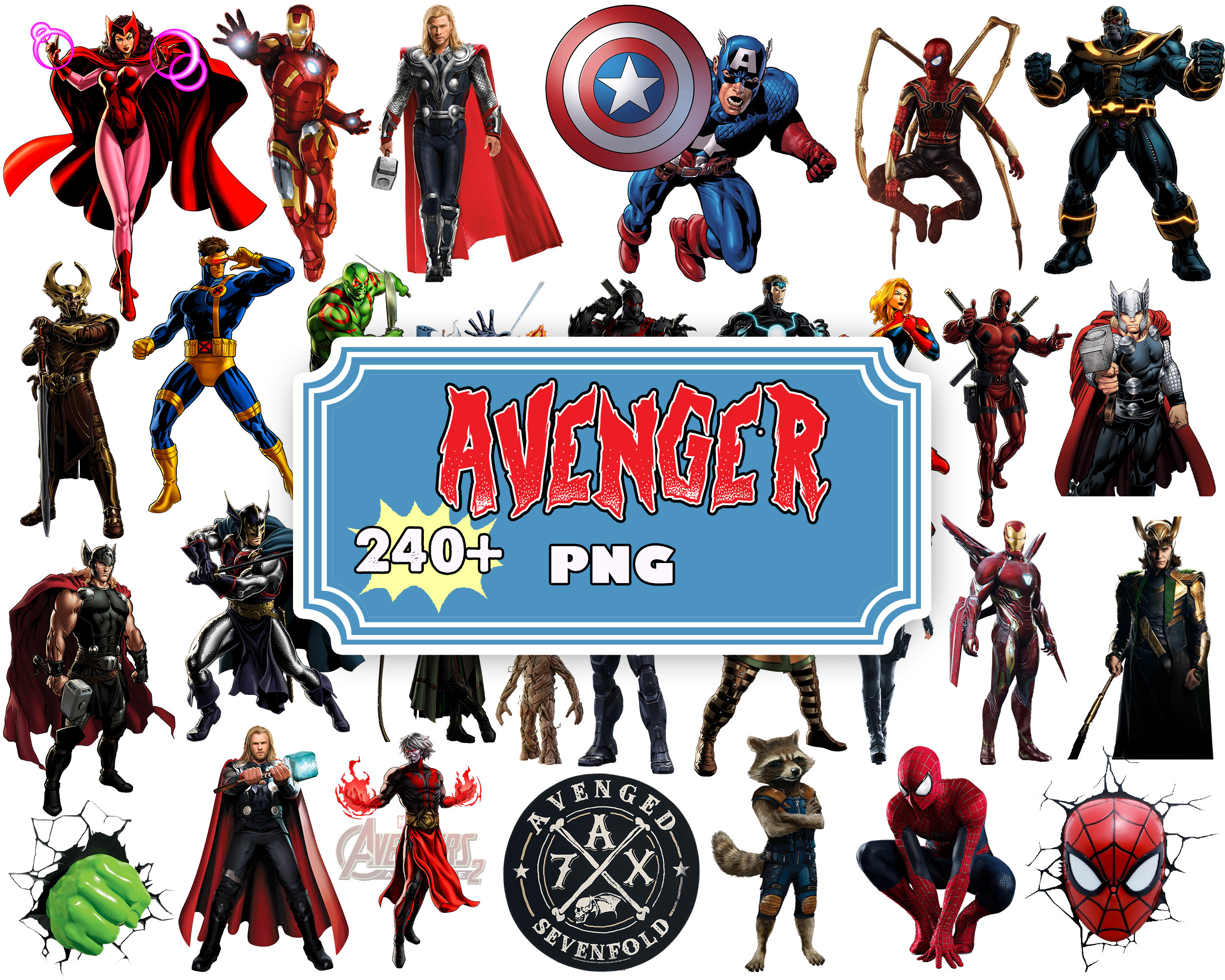 Avengers Clipart PNG, Avengers Bundle png, Marvel Clipart pn | Inspire ...