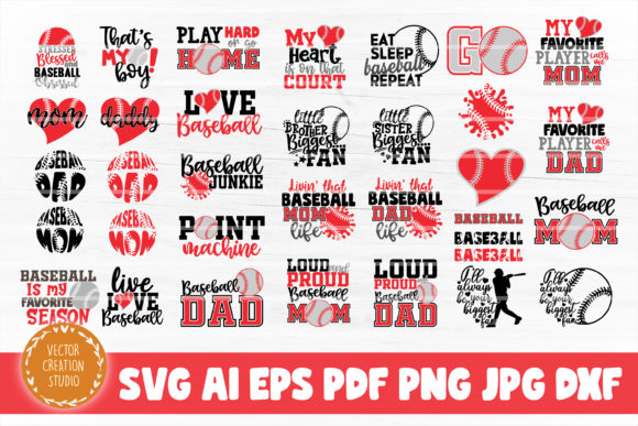 34 Baseball Quotes Bundle Svg Files - SVG, PNG, DXF, PDF, AI - Inspire ...