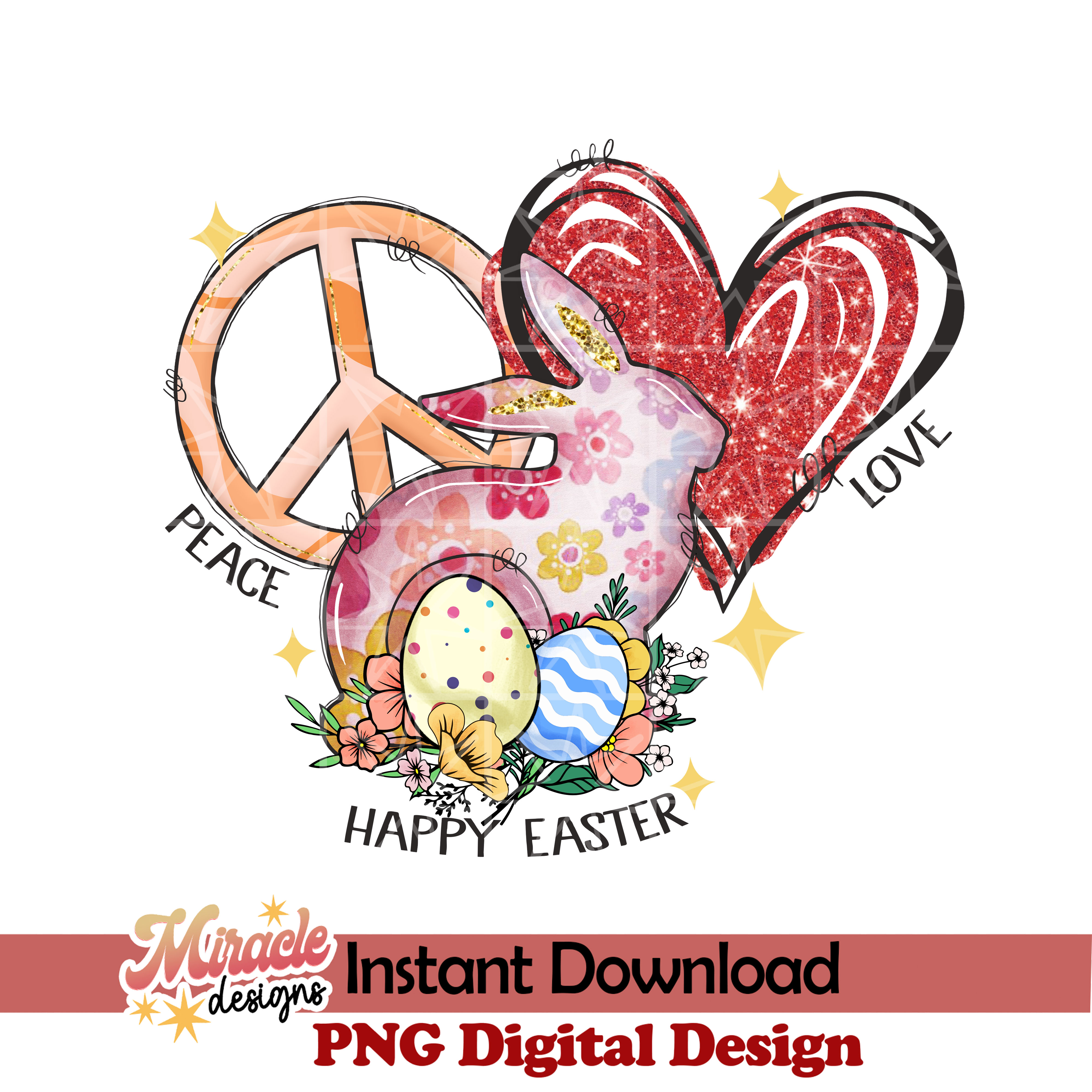 Peace Love Happy Easter sublimation | Inspire Uplift