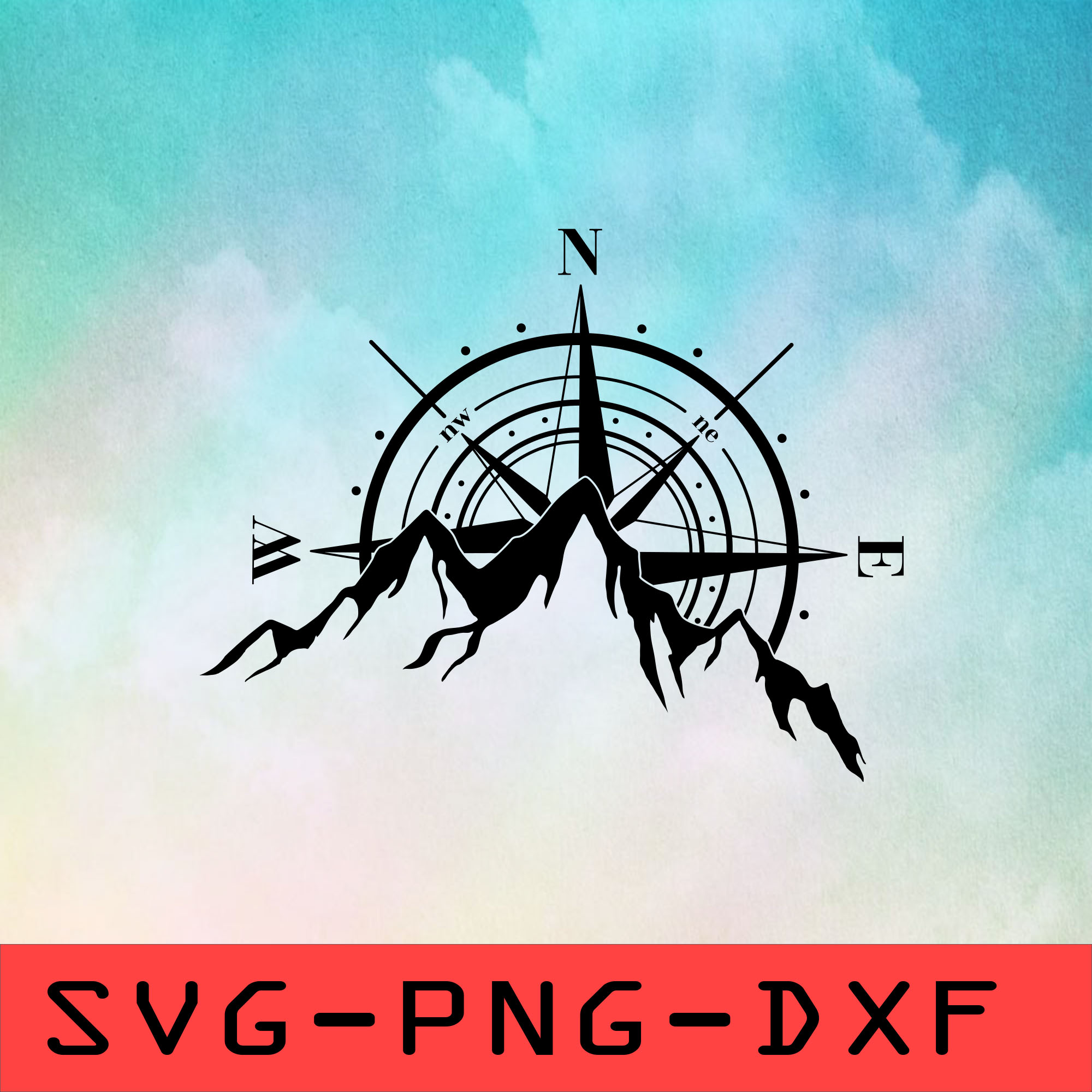 Compass With Mountains Svg,png,dxf,cricut,cut file,clipart | Inspire Uplift