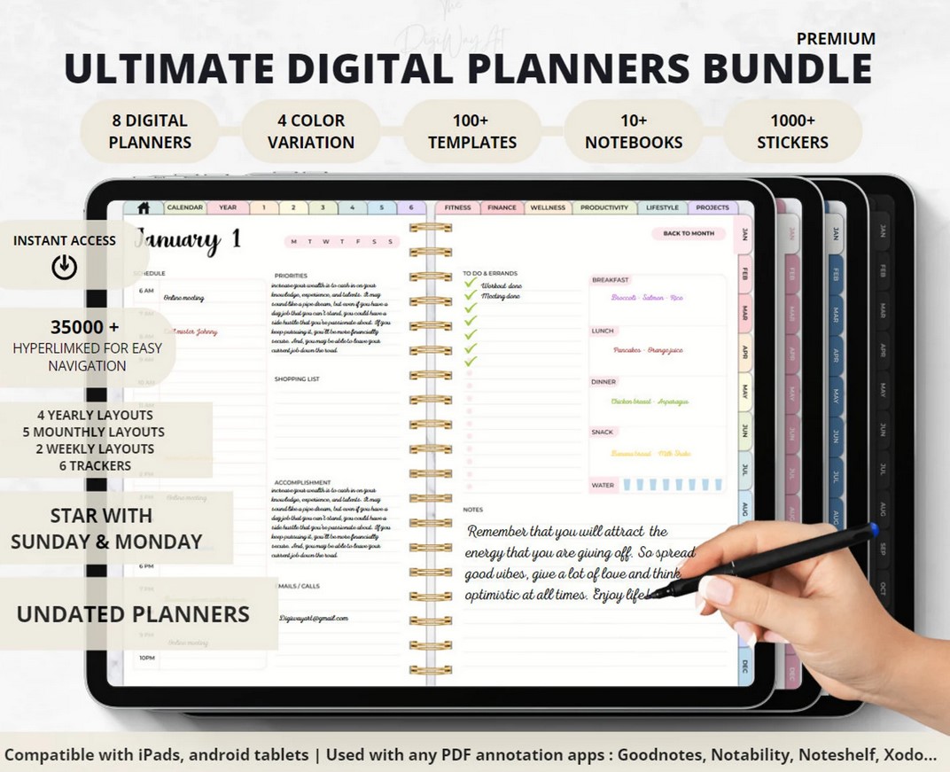 Digital Planner Bundle, Goodnotes Planner, iPad Planner, Not | Inspire ...