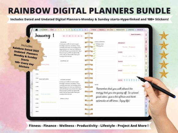 Rainbow Digital Planners Bundle | Inspire Uplift