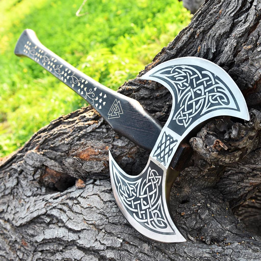 Double Headed Viking Axe, Custom Hand Forged Carbon Steel Ax | Inspire ...