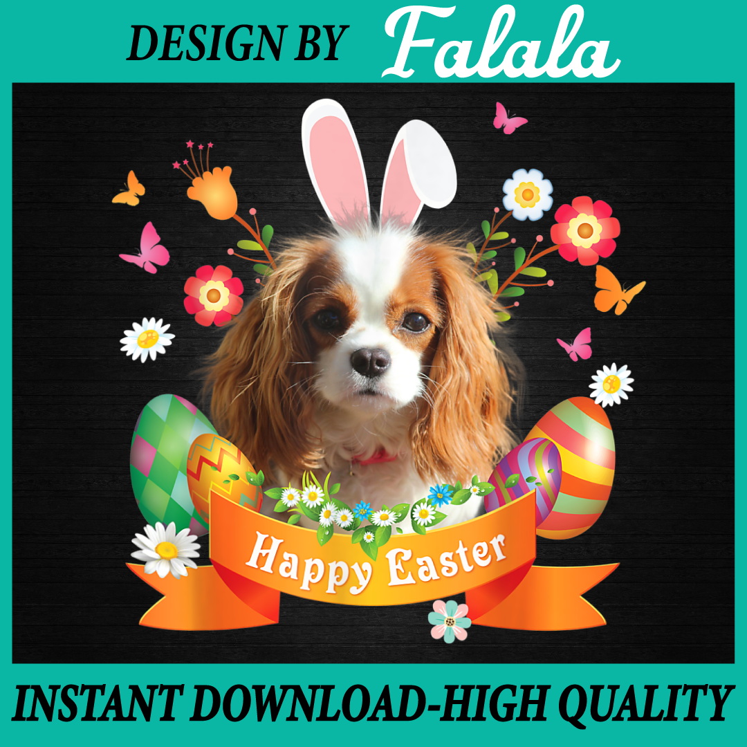 Bunny Cavalier King Charles Spaniel Dog Happy Easter Day Png | Inspire ...