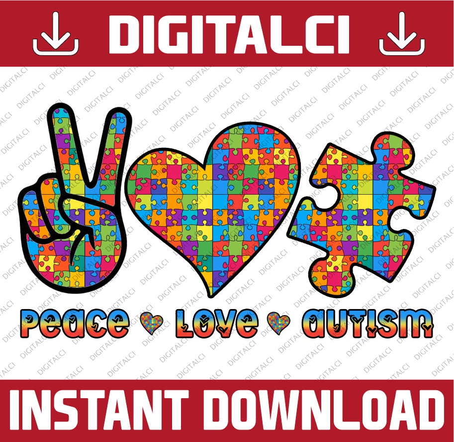 Peace Love Autism Png, Autism Awareness PNG, Autism Heart Pn | Inspire ...