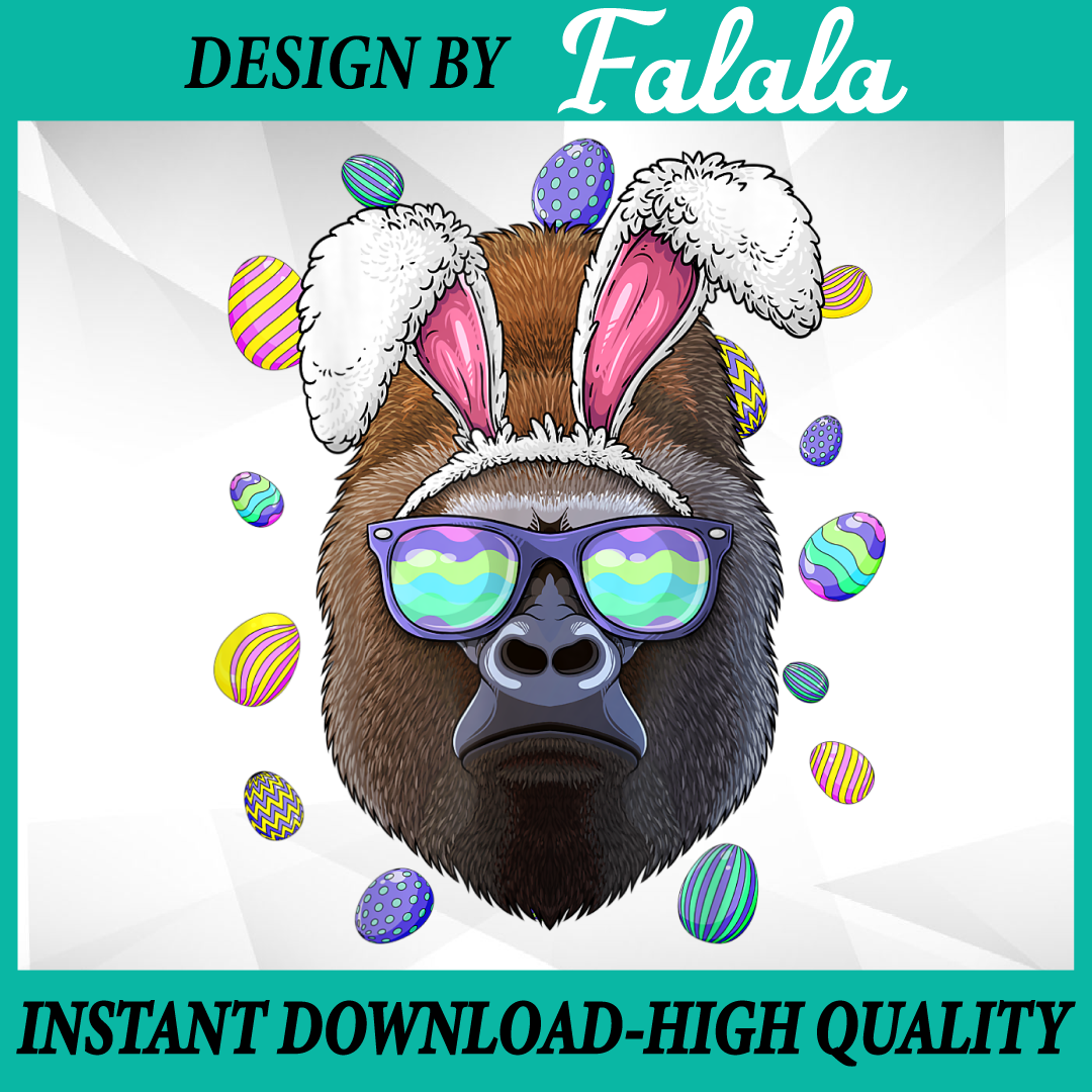 Gorilla Easter Bunny Ears Funny Easter Eggs Hunting, Easter | Inspire ...