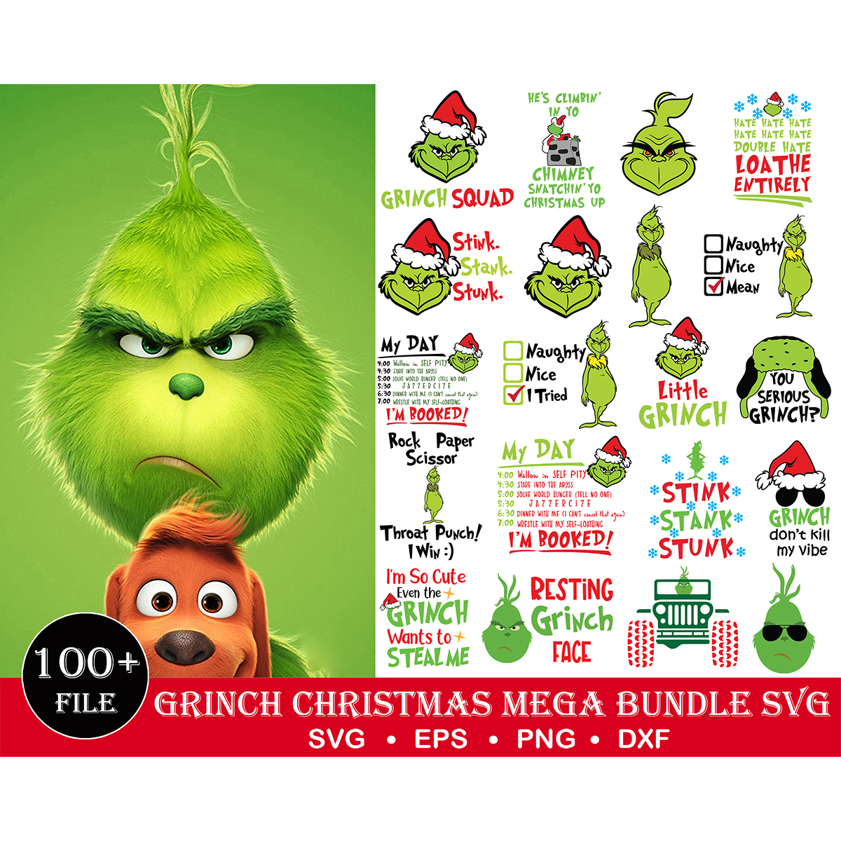 100 Grinch svg, Grinch christmas svg, Christmas svg, Grinchm - Inspire ...