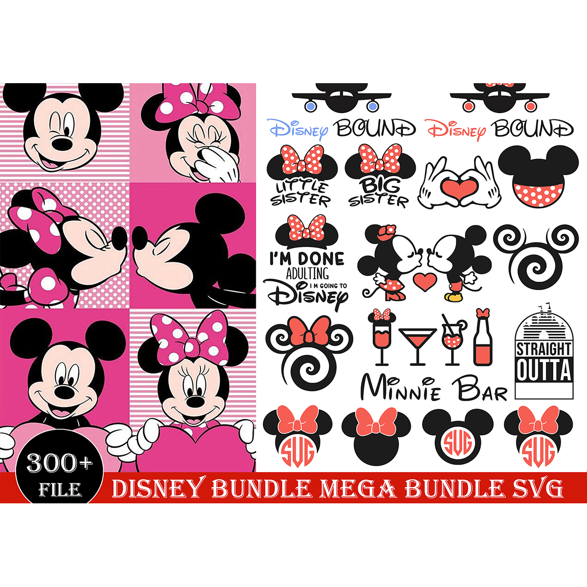 300 Mickey SVG, Minnie SVG, Mickey Mouse Svg, Minnie Mouse S | Inspire ...