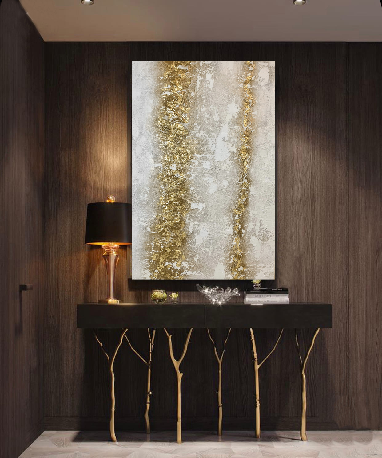 Gold Leaf Abstract, Modern Acrylic Painting on Canvas, Large | Inspire ...