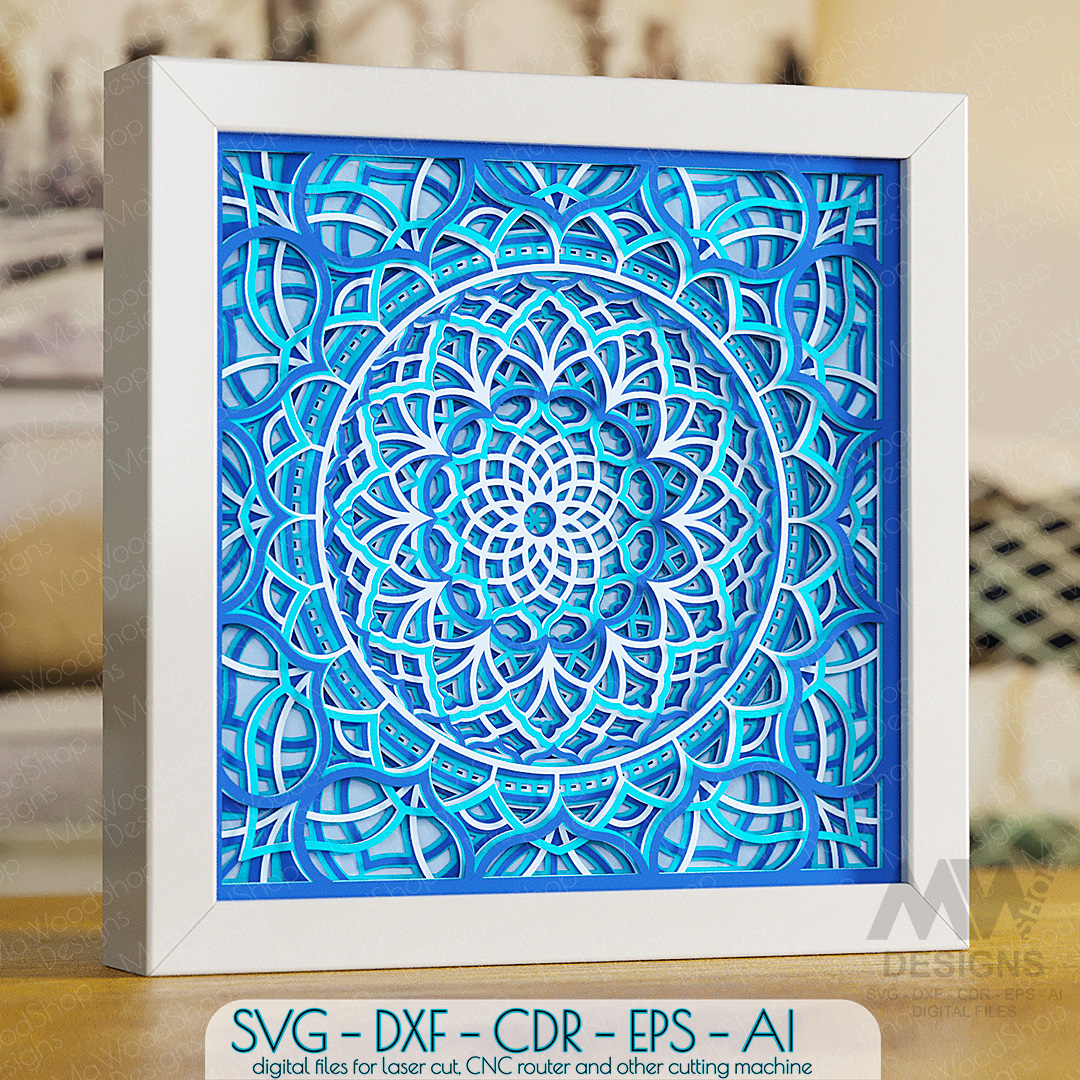 Shadow Box Mandala SVG DXF, Layered Mandala Template, Cricut | Inspire ...
